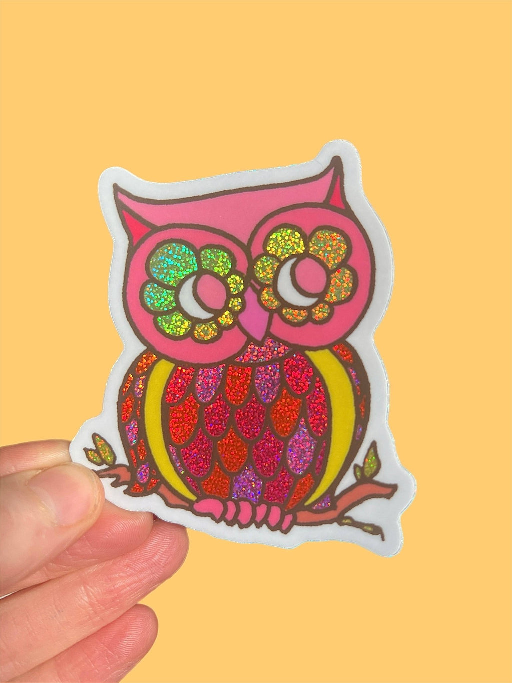 Glitter Owl Sticker – Little Hippie