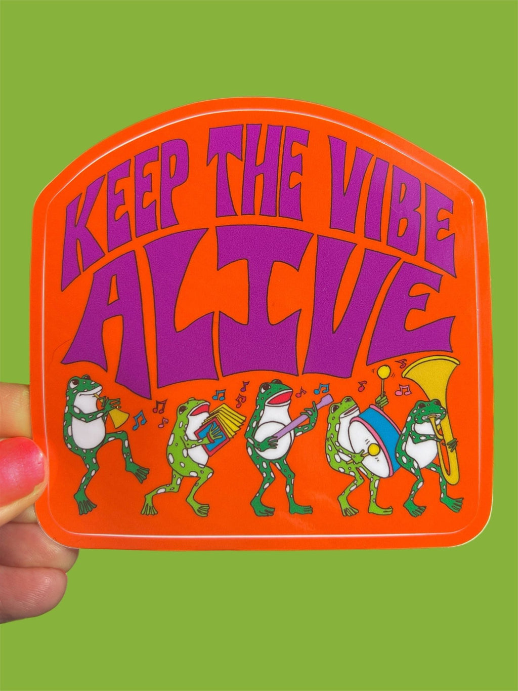 Keep The Vibe Alive Frog Parade Sticker – Little Hippie
