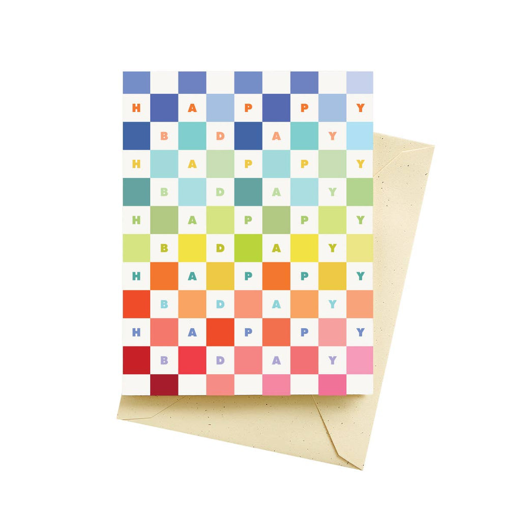 Rainbow Checker Birthday Card – Little Hippie