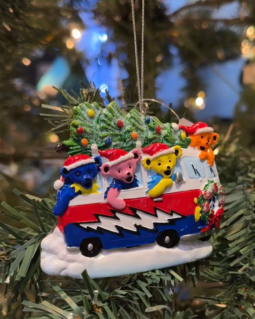 Grateful Dead Van with Christmas Tree and Bears Ornament – Little Hippie