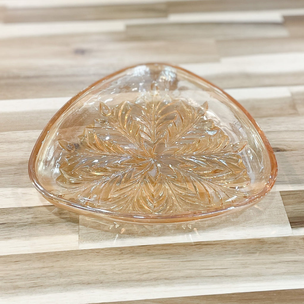 Vintage MCM Triangular Peach Marigold Glass Dish – Little Hippie