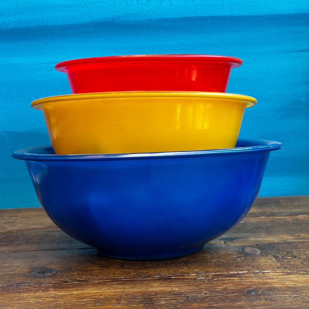 Vintage Pyrex 1980s Primary Colors Clear Bottom Mixing Bowl Set ...