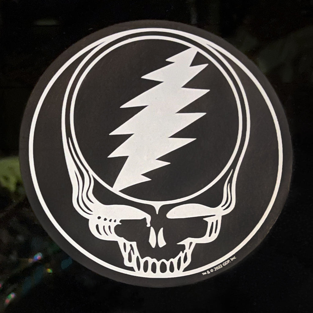 Grateful Dead White Steal Your Face Transparent Sticker – Little Hippie