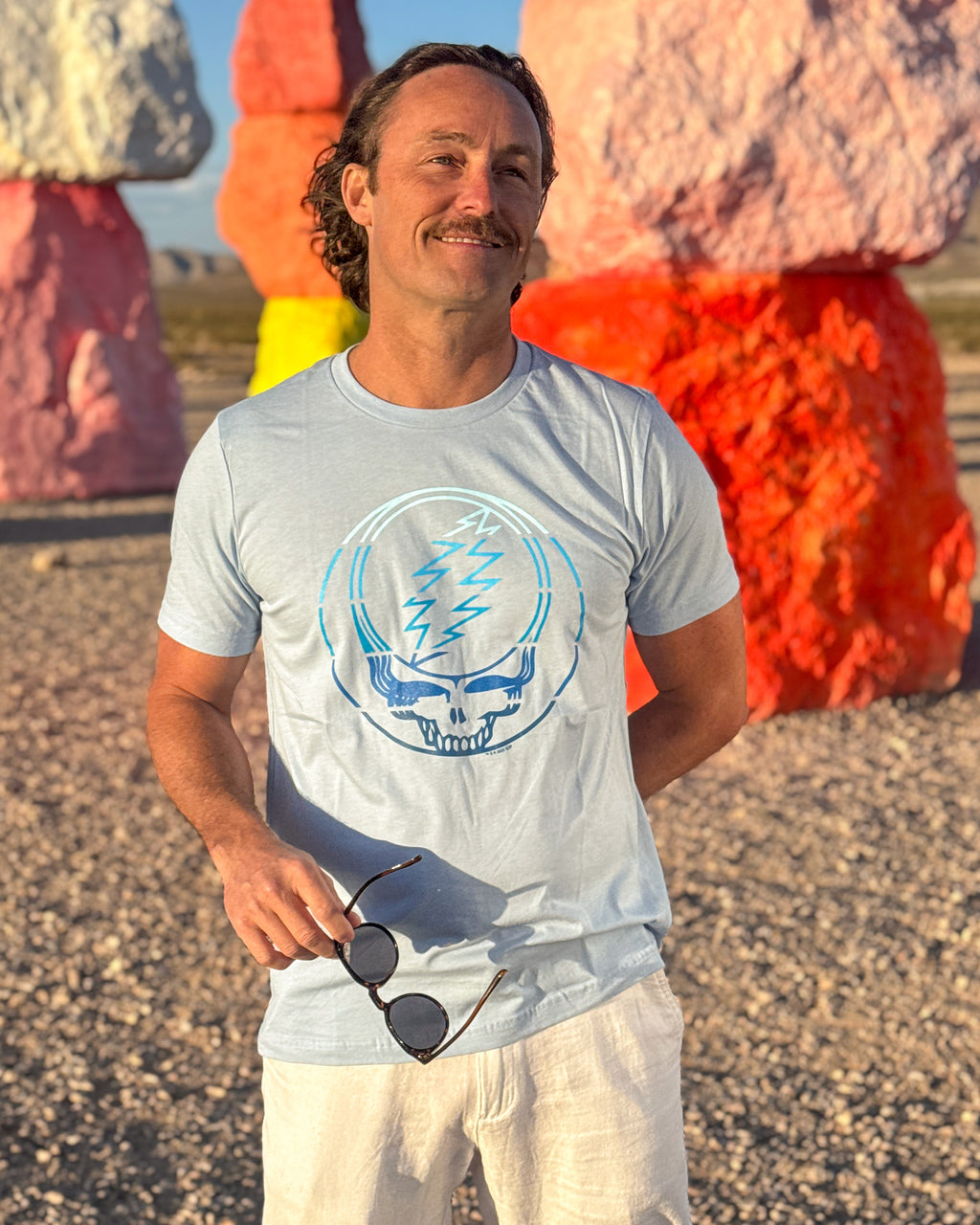 Grateful Dead Blue Stripes Stealie Unisex T – Little Hippie