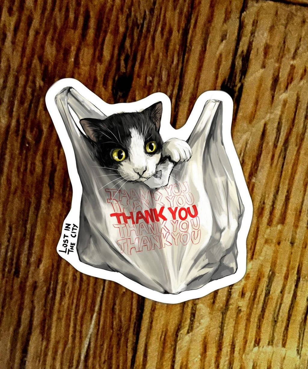 Bodega Cat in Bag Sticker – Little Hippie