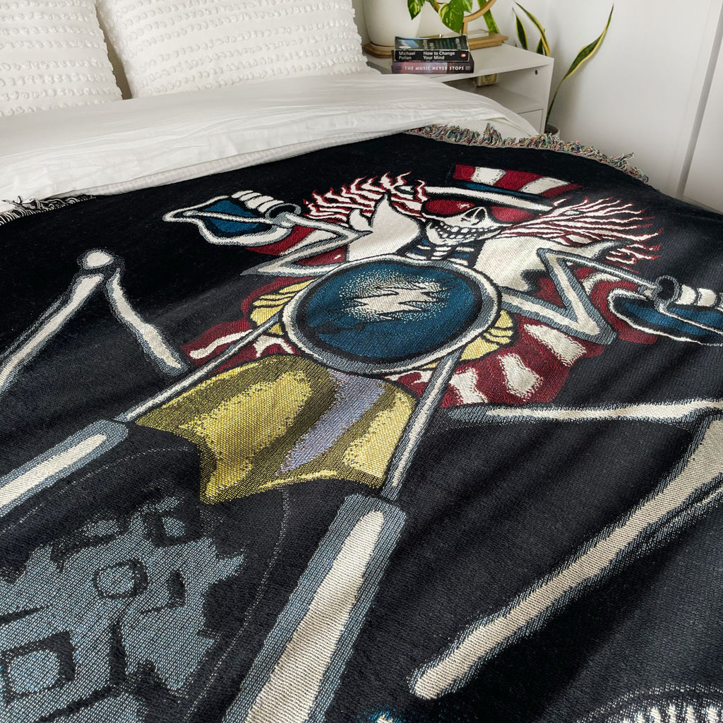 Grateful Dead Psycle Sam Woven Cotton Blanket Little Hippie